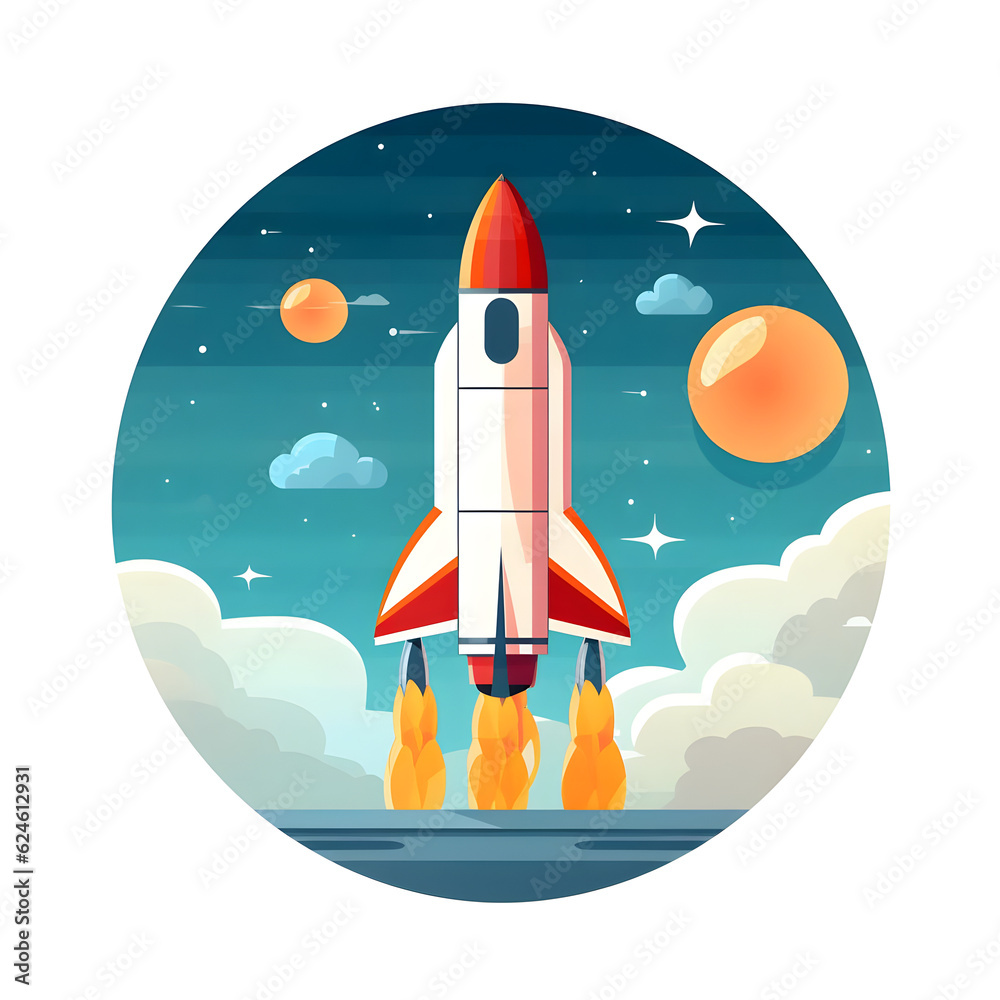 Icon of a rocket ship with a launchpad with a transparent background ...
