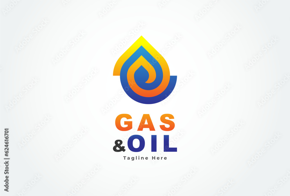 Gas and oil energy logo, blue and orange droplet combination with ...