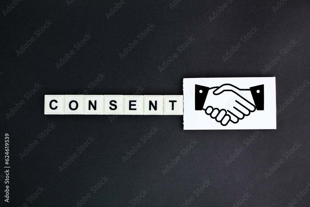 alphabet letter with consent icon and consent word. the concept of a ...