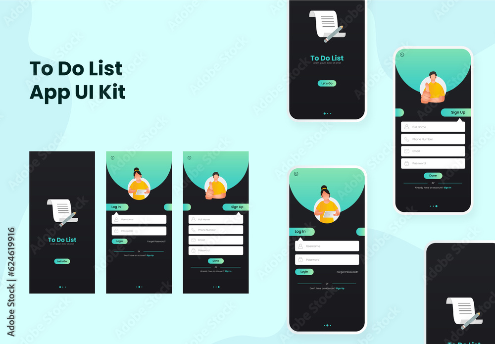 Modelo de To Do List App UI Kit Including as Sign In, Sign Up for ...
