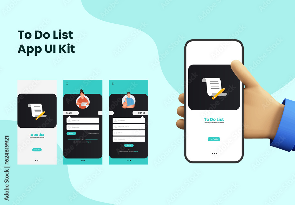 To Do List App UI Kit Including as Sign In, Sign Up for Mobile ...