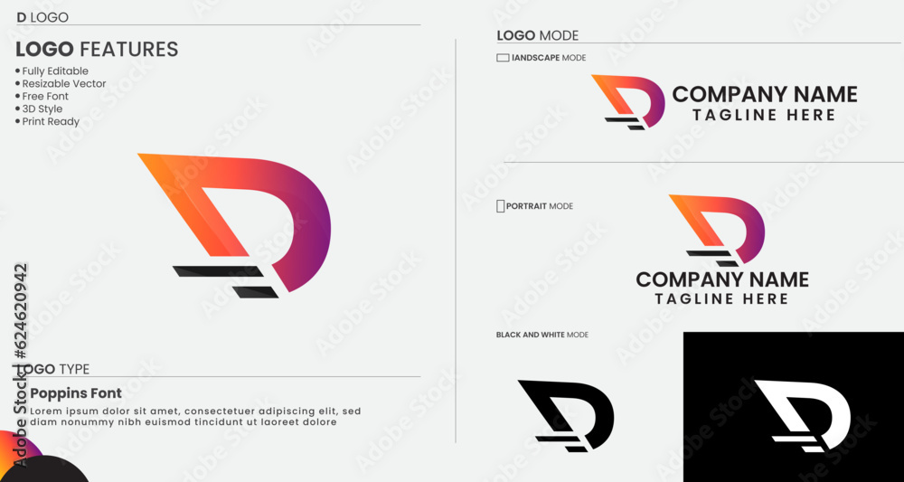 D letter vector logo design. Creative D. Lettering design. Business ...