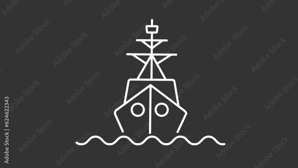 White icon animation of naval fleet in sea, HD video with transparent ...