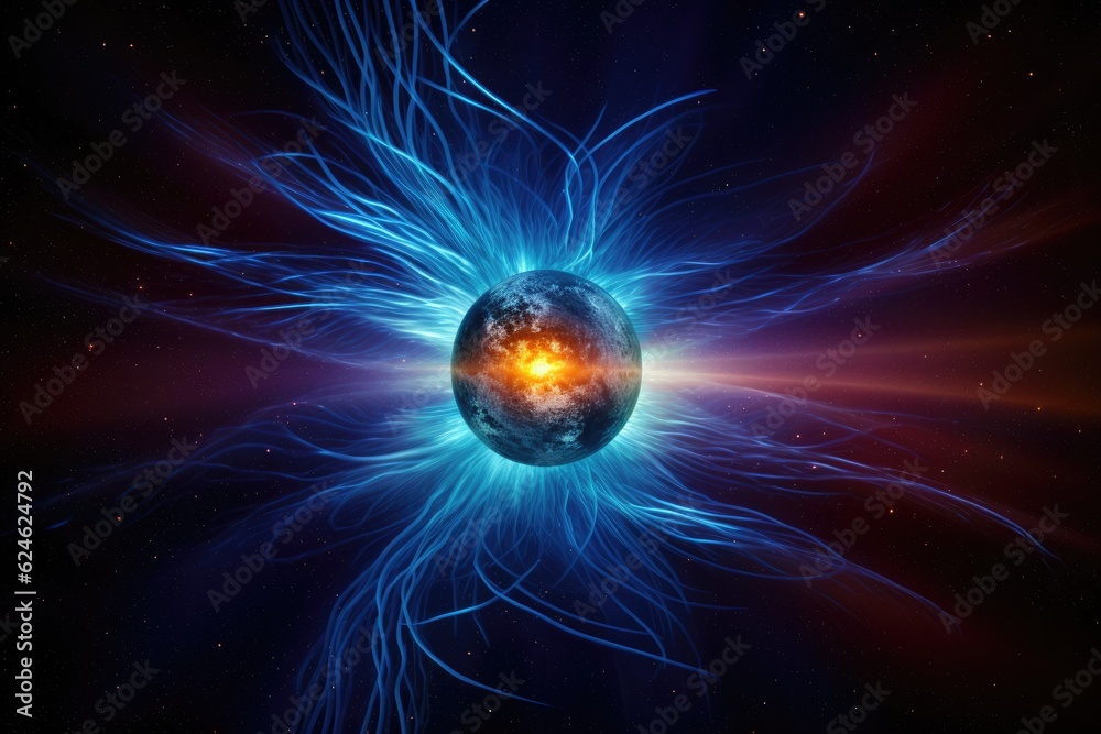 Magnetic lines of force surrounding Earth known as the magnetosphere ...