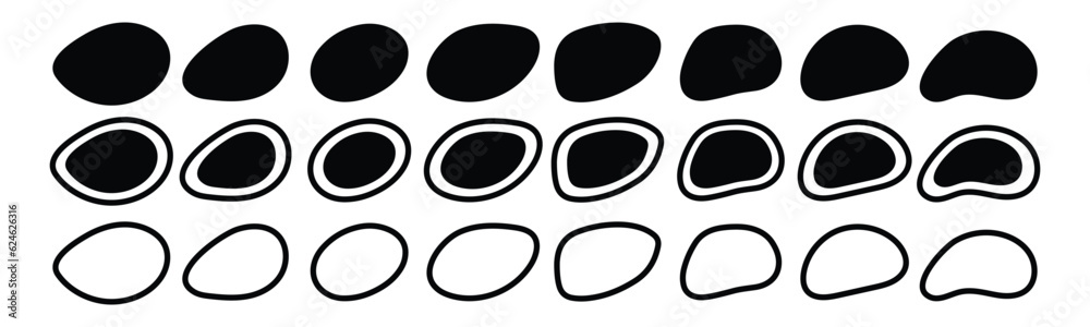 Blob shapes vector set. Abstract liquid irregular line blotch shapes ...