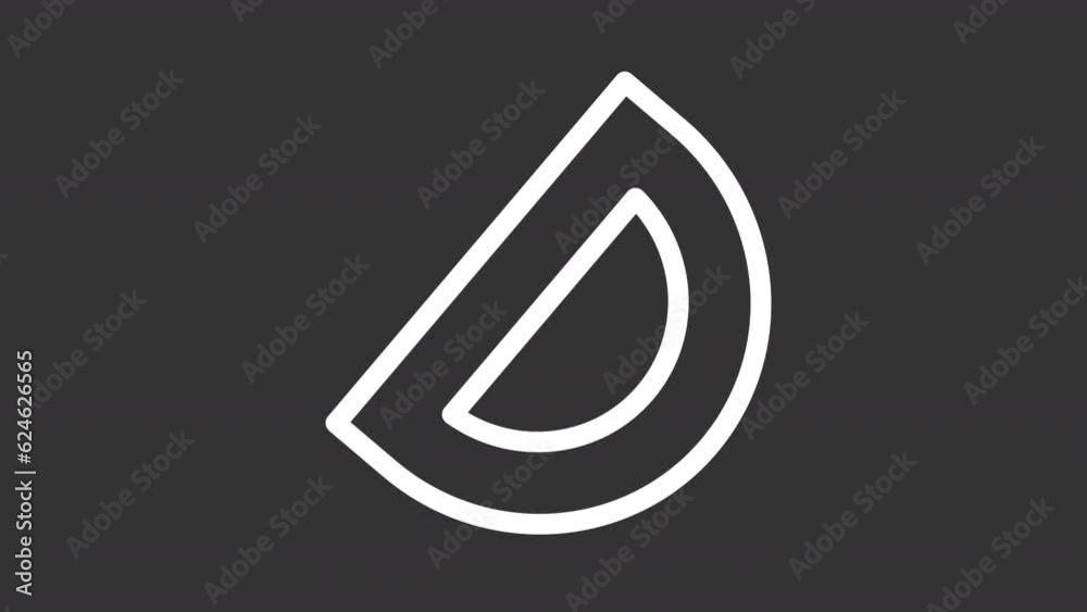 Protractor white animated icon. Measuring tool rotation line animation ...