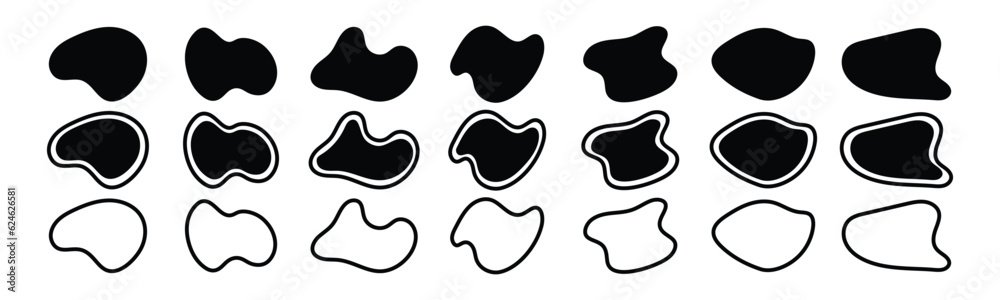 Organic amoeba blobs. Blob shapes vector set. Abstract liquid irregular ...