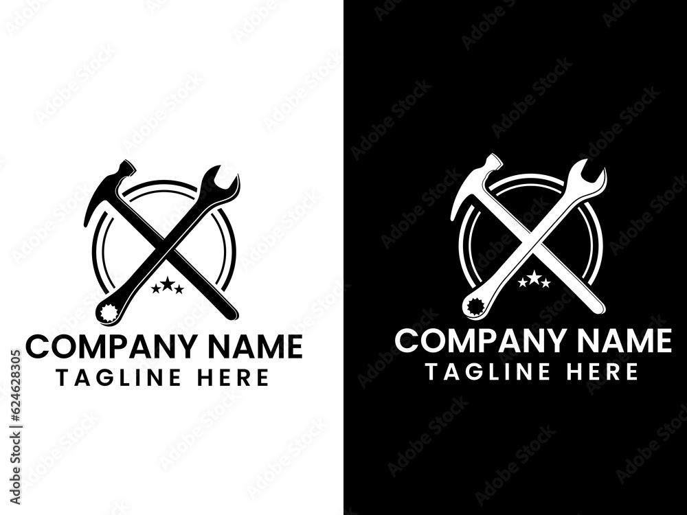 Repair logo design. Service center logo design. Business. Black and ...