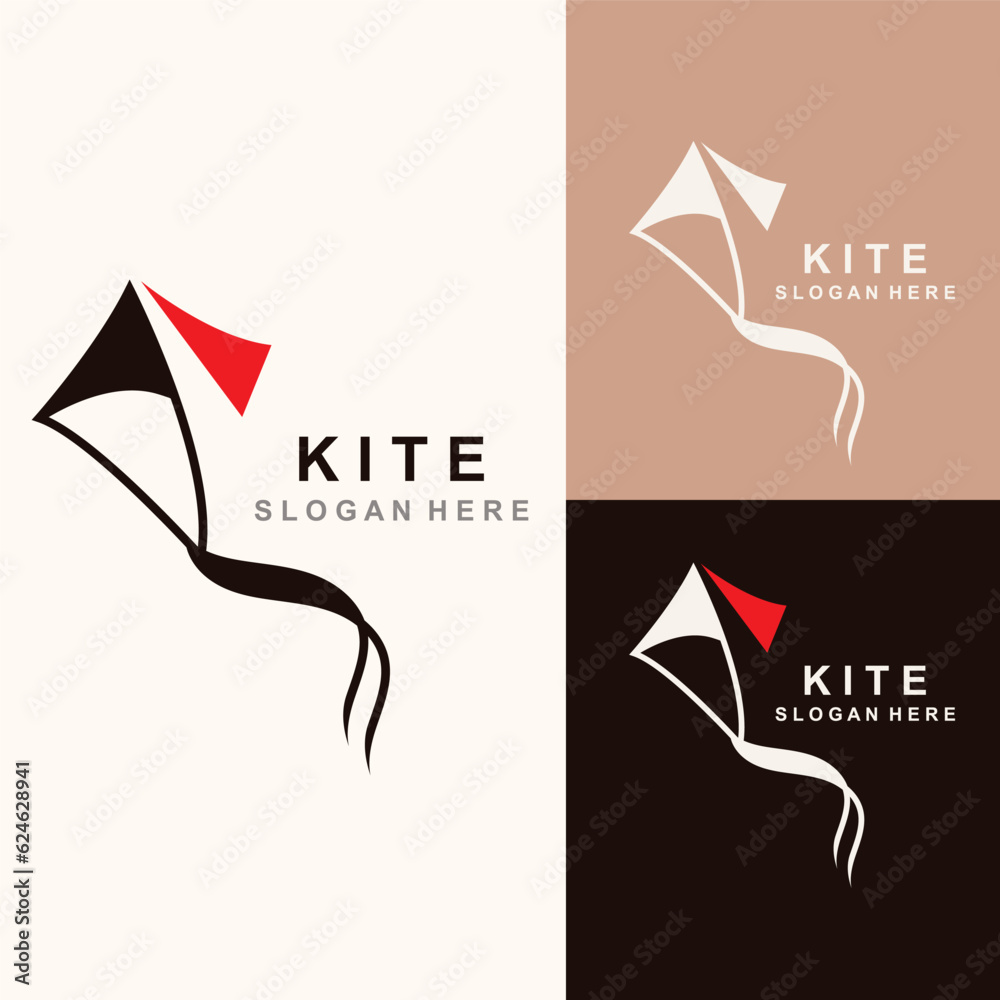 Kite logo design, flying paper kite Flat illustration vector company ...