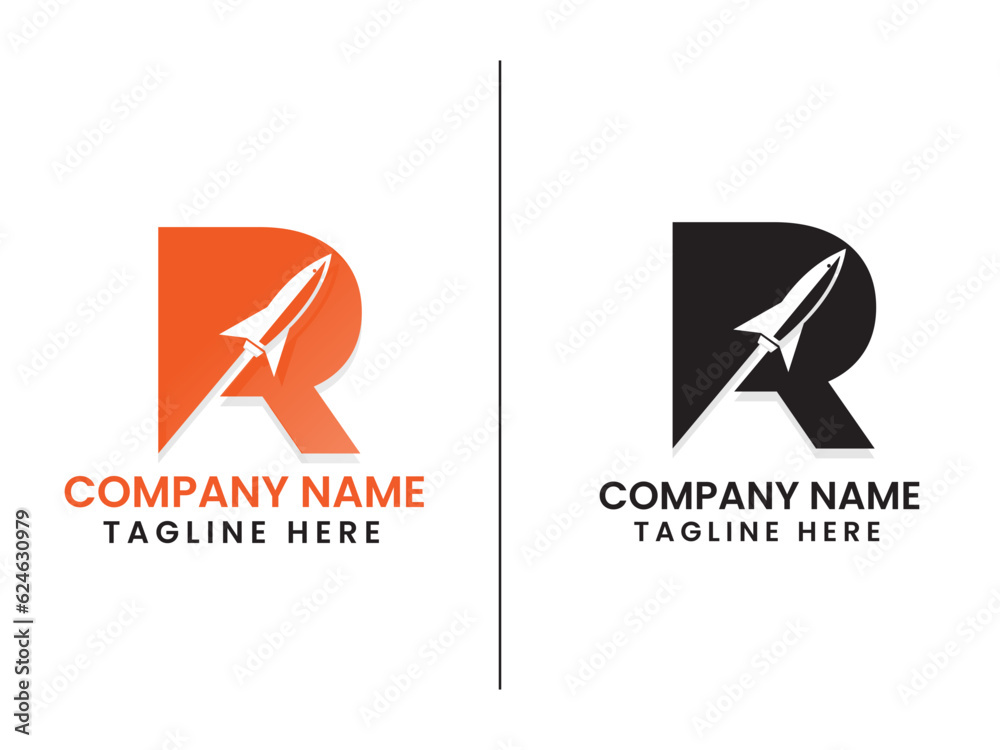Rocket R letter logo design. R rocket logo. Lettering design. Colorful ...