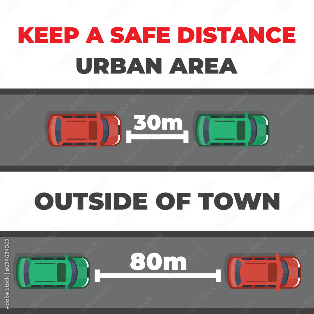 Keep a safe distance caution banner. safety on highay. cars keep ...