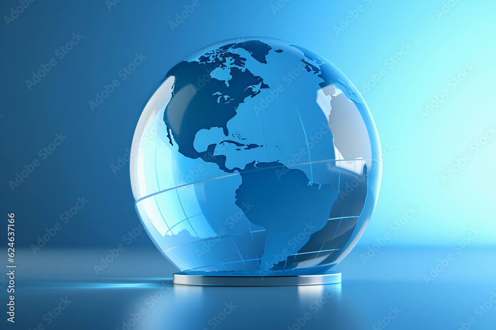 Beautiful globe on stand on blue background. Education concept ...