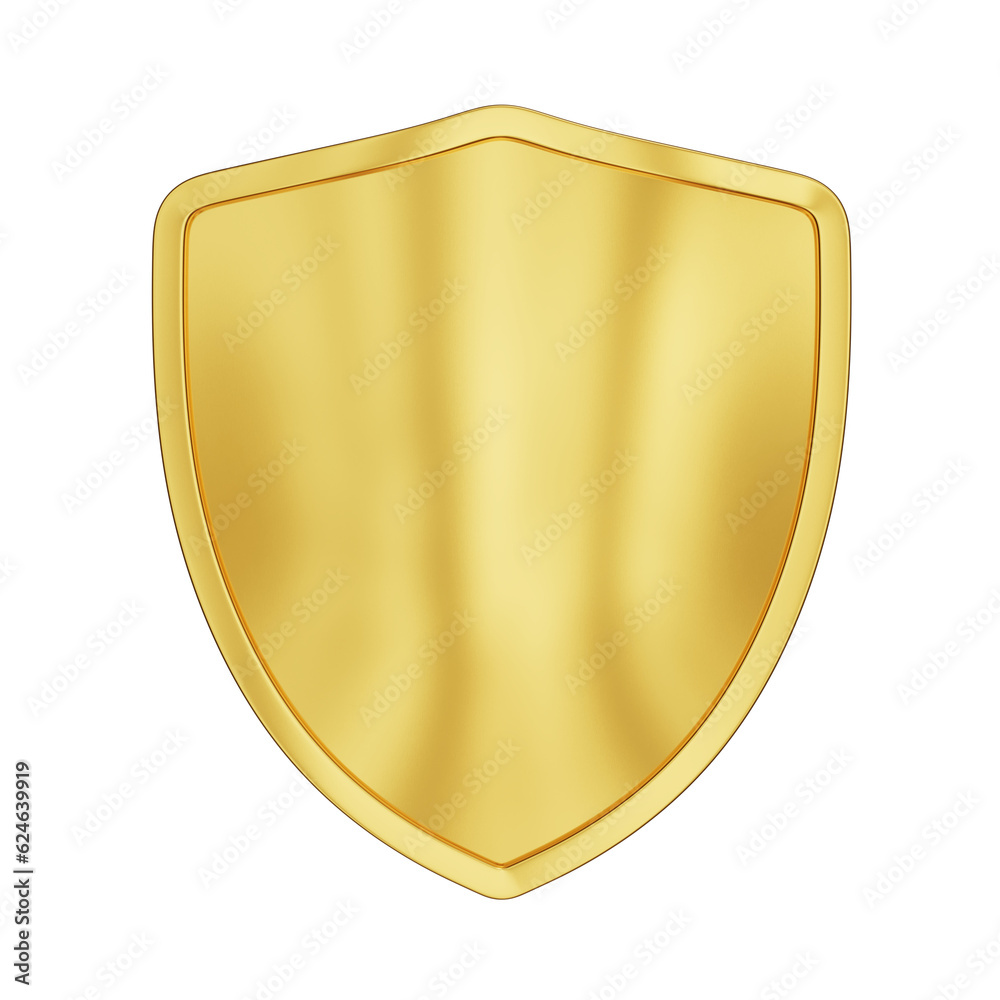gold shield guard badge isolated on white background element 3d ...