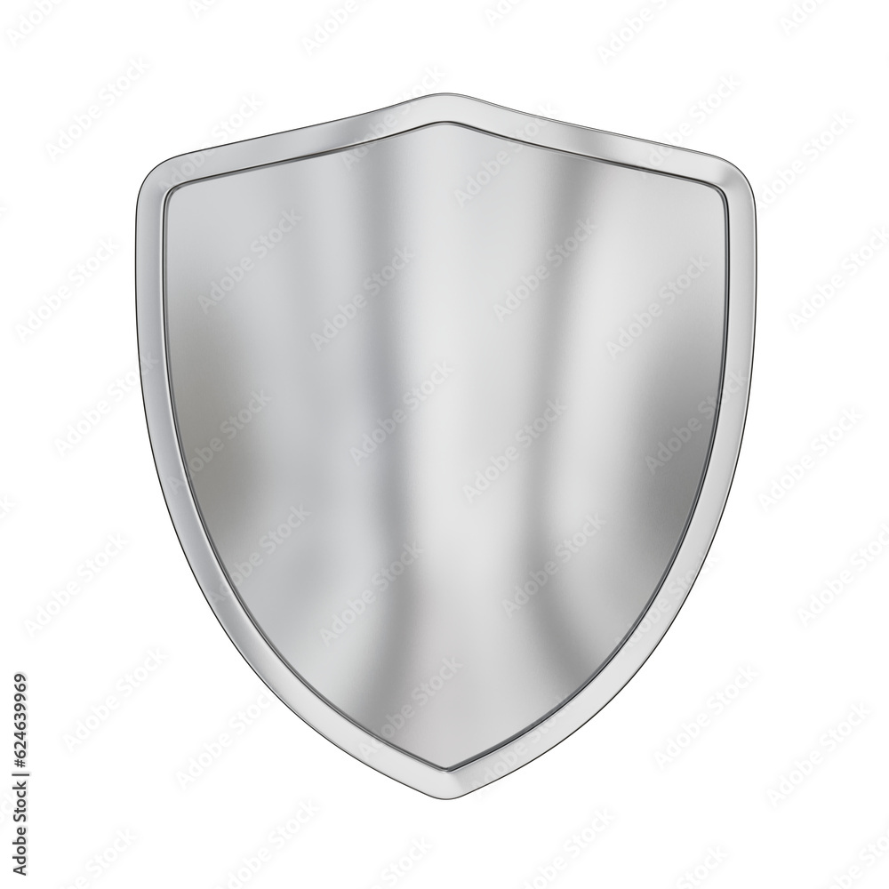 silver shield guard badge isolated on white background element 3d ...