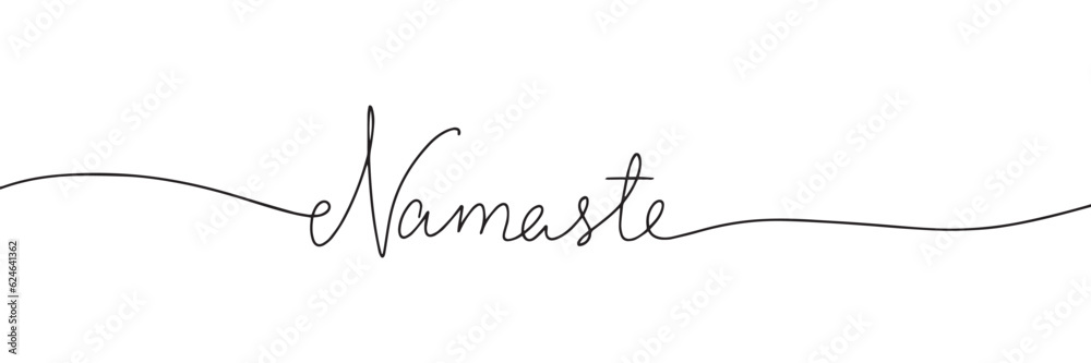 Namaste word - continuous one line with word. Minimalistic drawing of ...