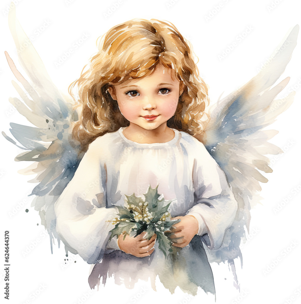 Watercolor christmas angel on a transparent background, christmas ...