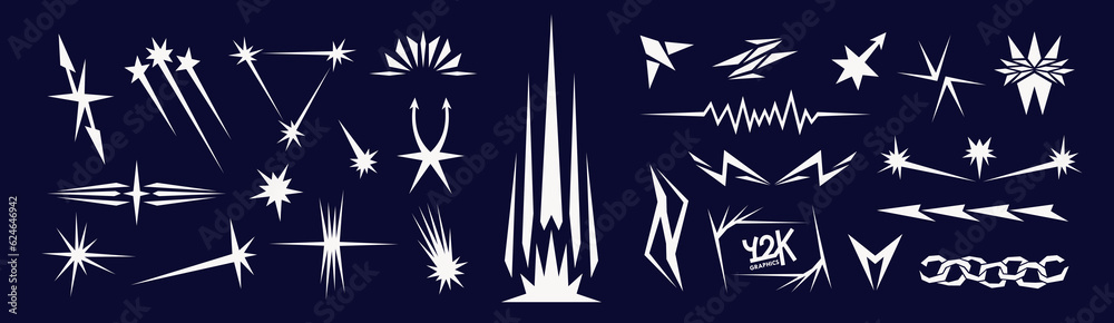 Trendy y2k vector objects. Set of retro futuristic design elements ...