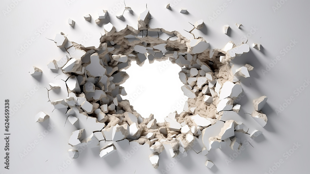 hole in the white wall, light from the hole abstract background ...