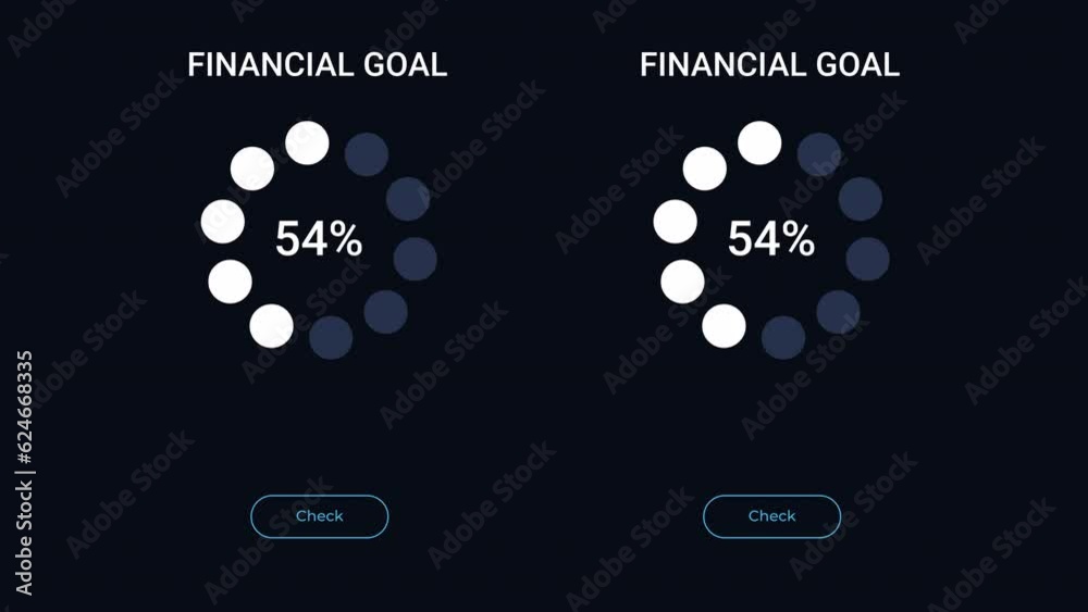 Animated circle tracker UI element. Financial goal. Success achievement ...