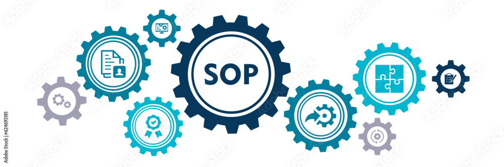 SOP banner web icon vector illustration concept for the standard ...