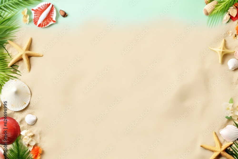 Beach themed frame for Flyers, Menù or Posters with Holiday Vacation ...