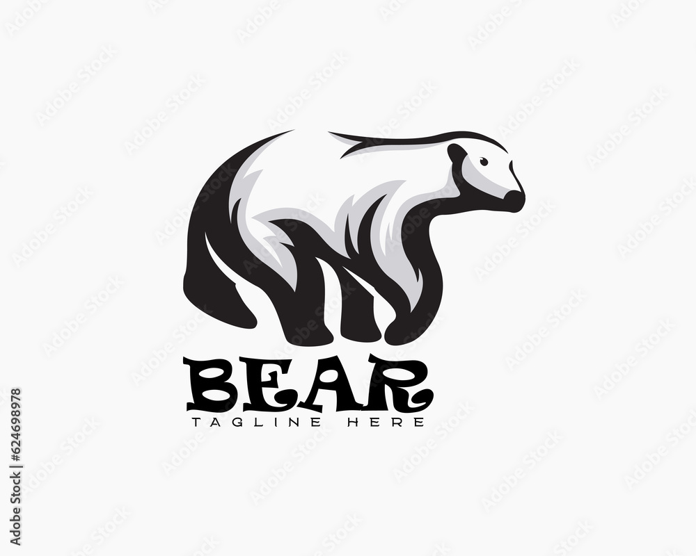 walking bear art logo design template illustration inspiration Stock ...
