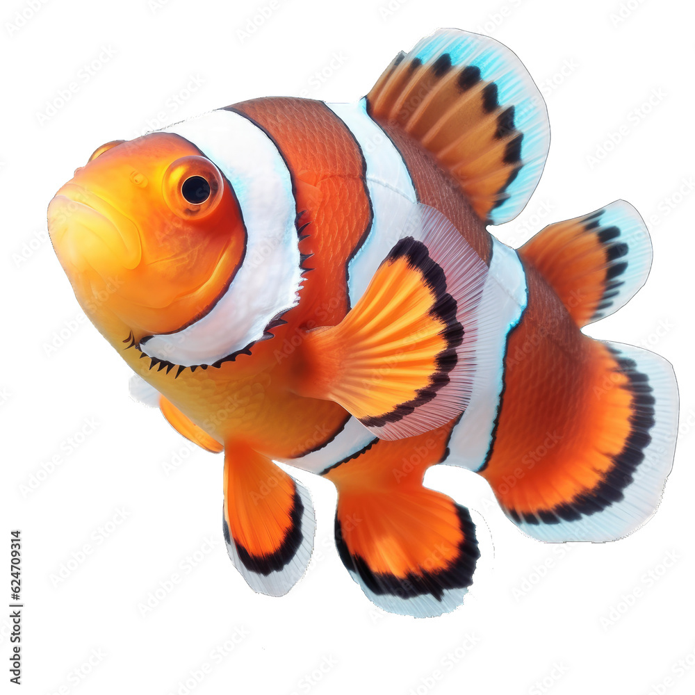 Clownfish (ocean marine animal) isolated on transparent background ...
