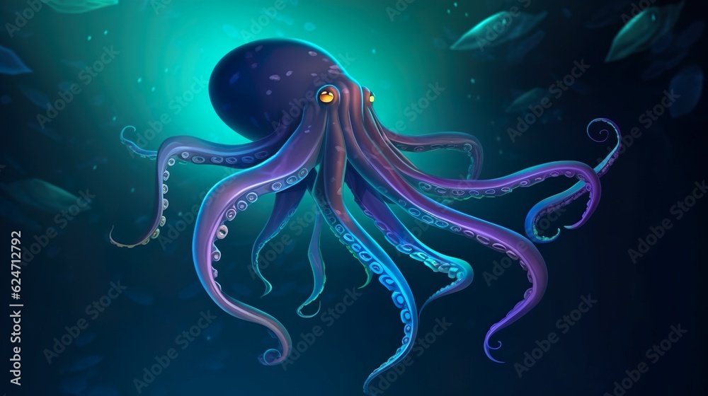 Abstract background giant squid. The fusion of background and ...