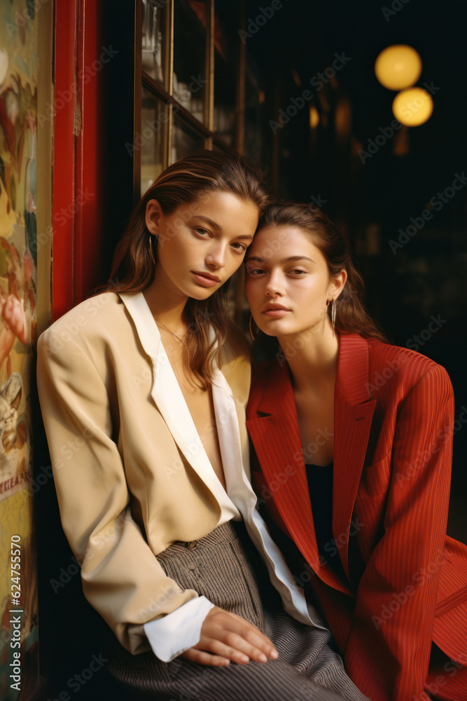 female friends/models/lgbtq + couple in magazine editorial fashion ...