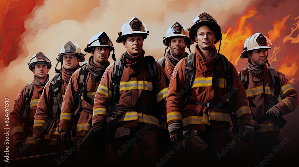 Group of firefighters in uniform holding a banner that says "Happy ...