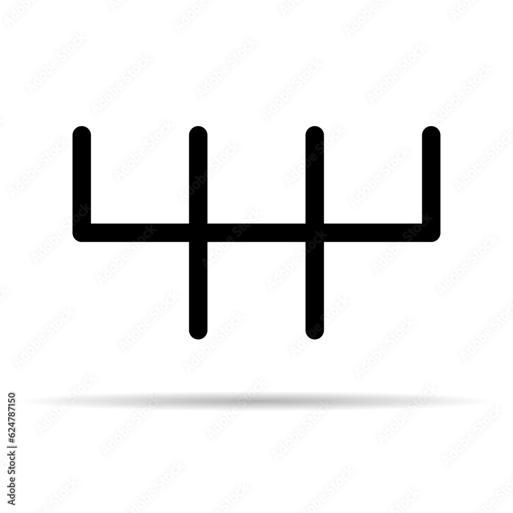 Handle car manual shift lever icon with shadow, vehicle gear technology ...