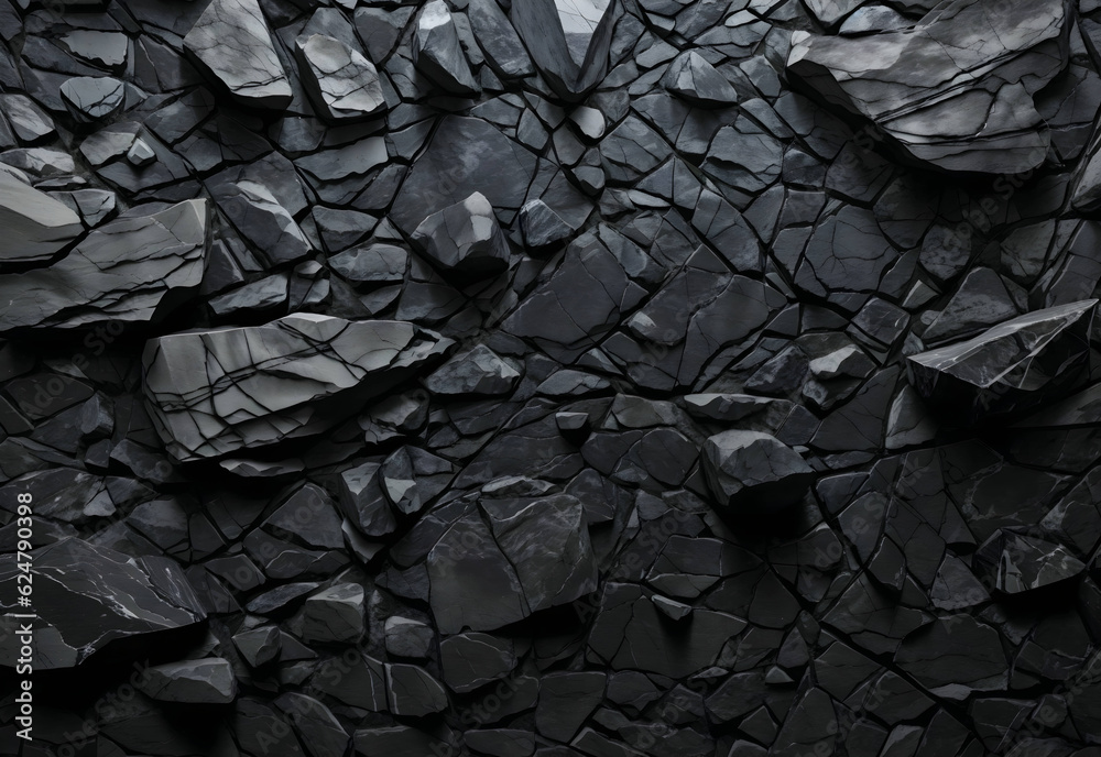 Ethereal Rock Veins: Volumetric Texture with Cracks. Captivating Black ...