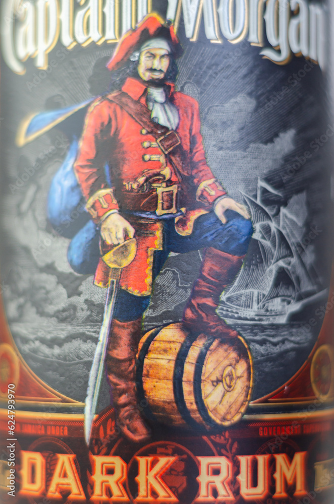 LONDON, UK - 06 JULY 2023 Captain Morgan Dark Rum is a dark rum with ...