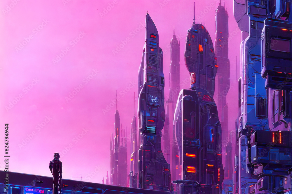 Cyberpunk urban scene. City of a future. Futuristic Generative AI ...