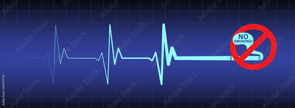 Creative no smoking sign concept with ekg ecg heart monitor design ...
