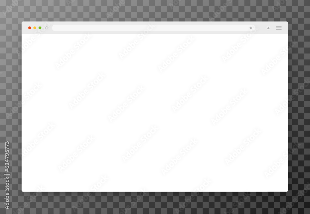 An empty browser window in white on a transparent background. Website ...