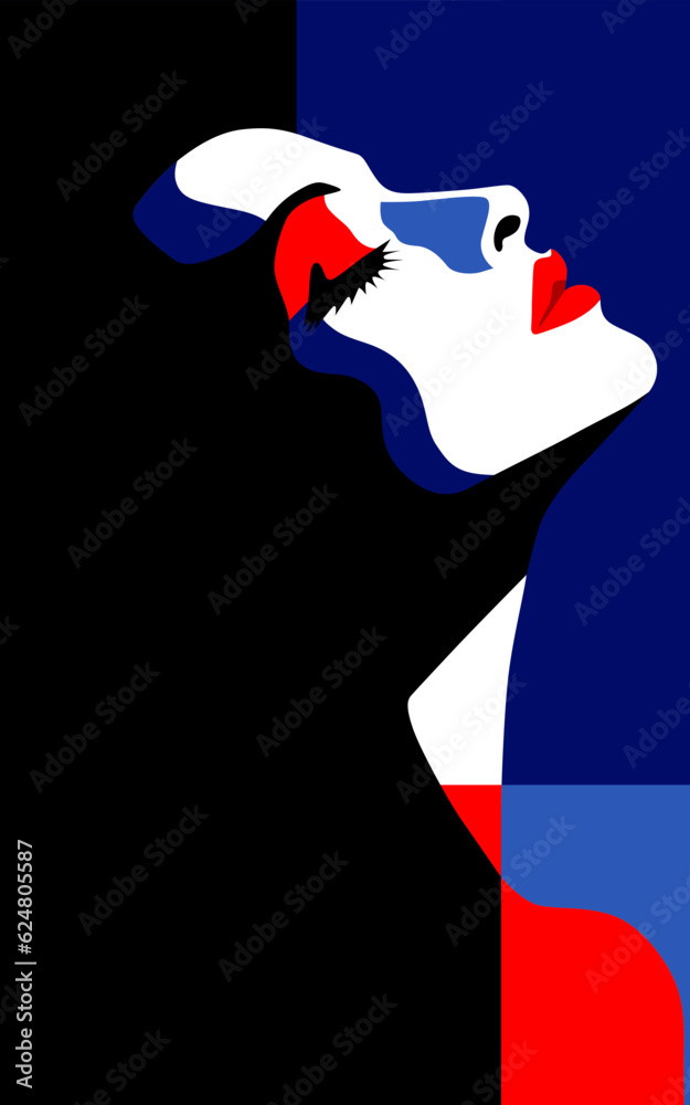 Beautiful young fashion woman, minimalism. Abstract female portrait ...