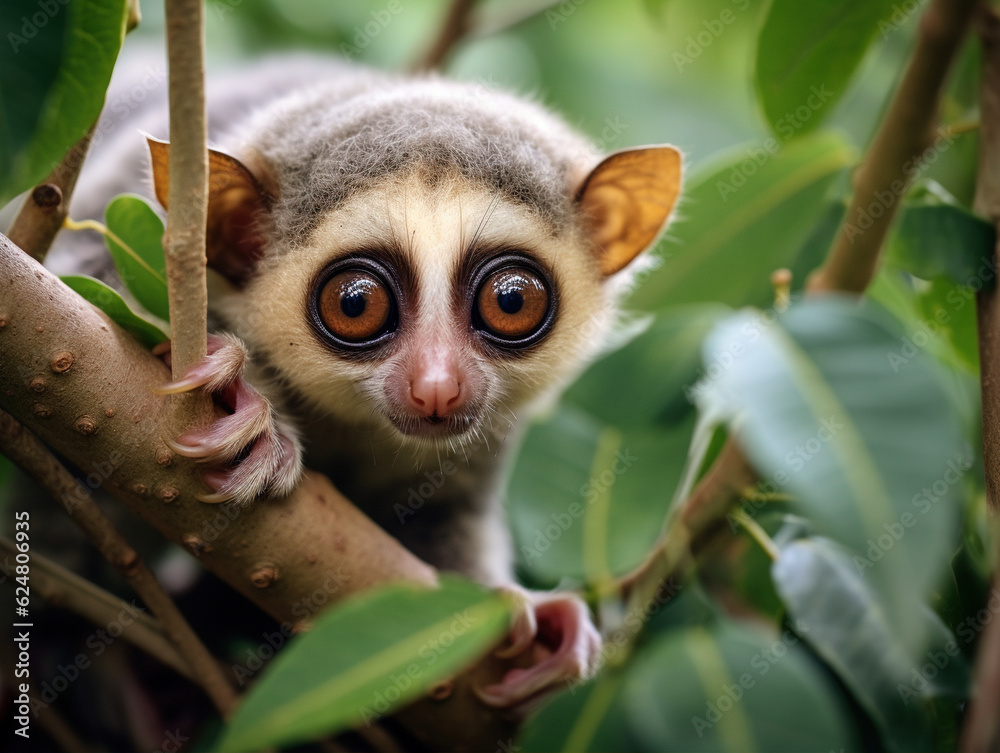 Photo of Slow Loris: These small primates have large round eyes and a ...