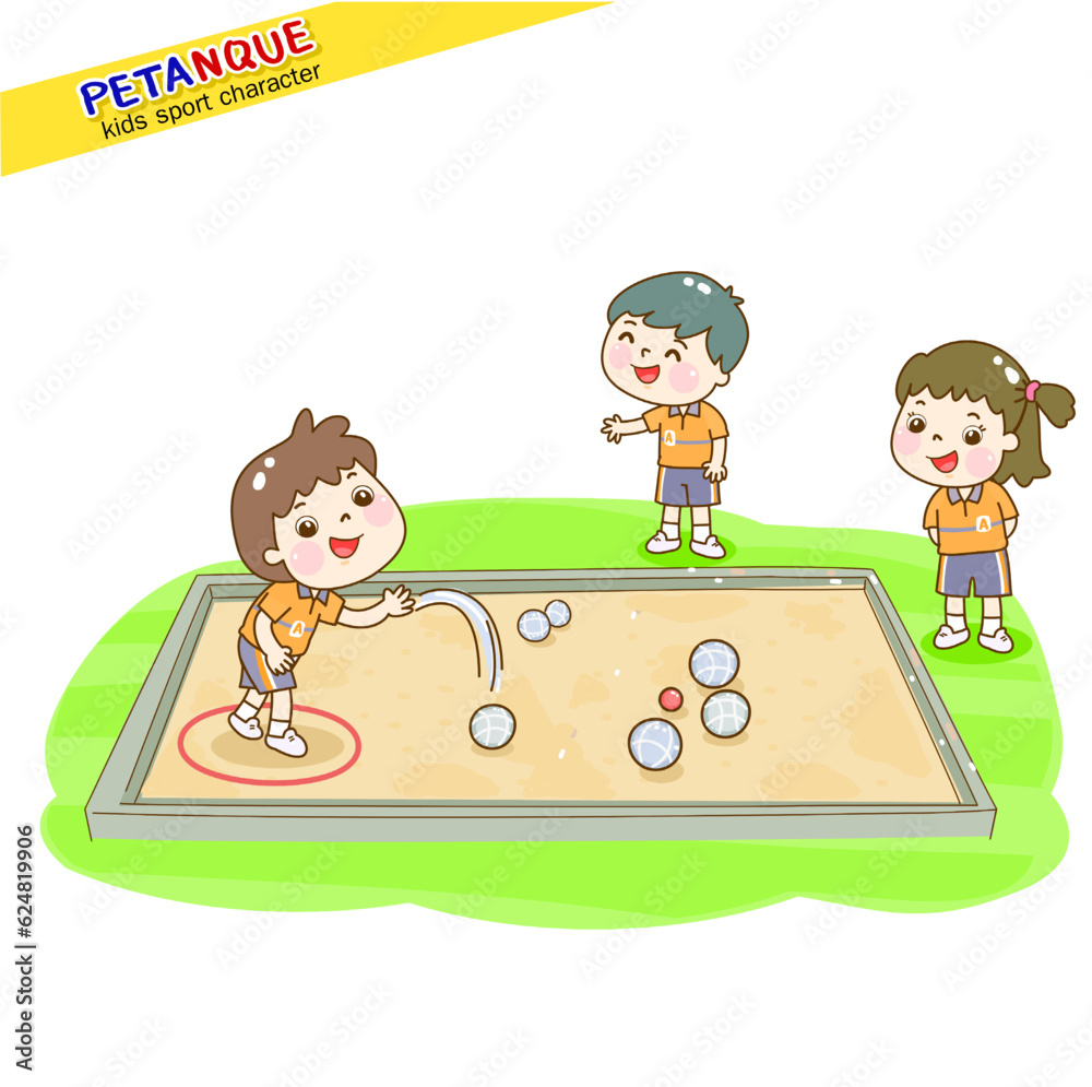 Cartoon kids playing Petanque character. Stock Vector | Adobe Stock
