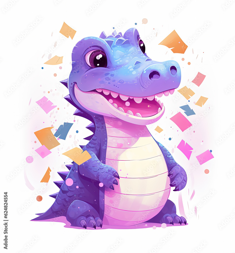 cute cartoon aligator with confetti sprinkles, a low poly illustration ...