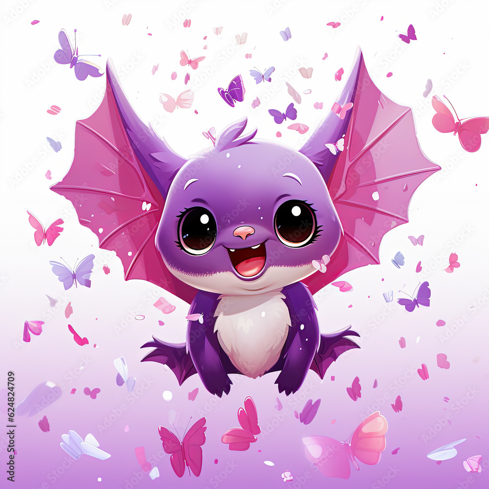 cute cartoon bat with confetti sprinkles, a low poly illustration ...