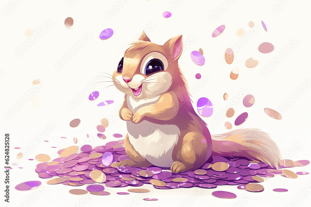 cute cartoon chipmunk with confetti sprinkles, a low poly illustration ...