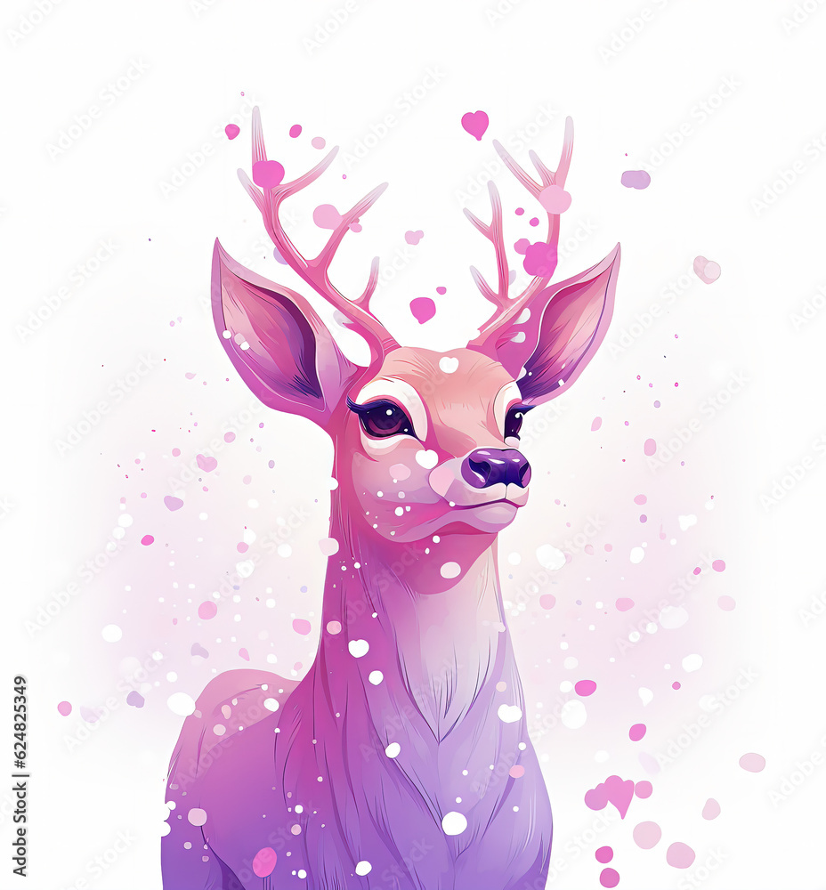 cute cartoon deer with confetti sprinkles, a low poly illustration ...