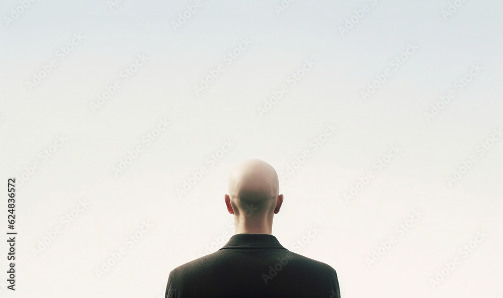 Bald head back view with copy space, portrait of a man without hair ...