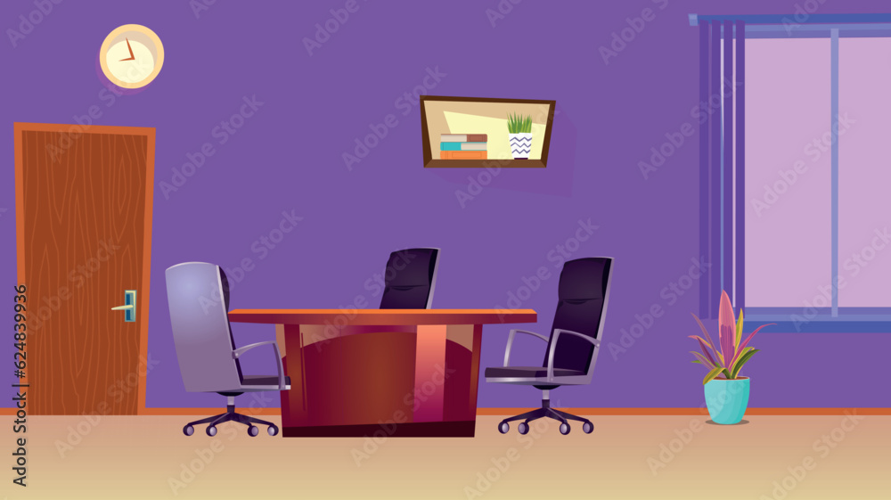 Cabinet room interior with window at home vector background. Modern ...