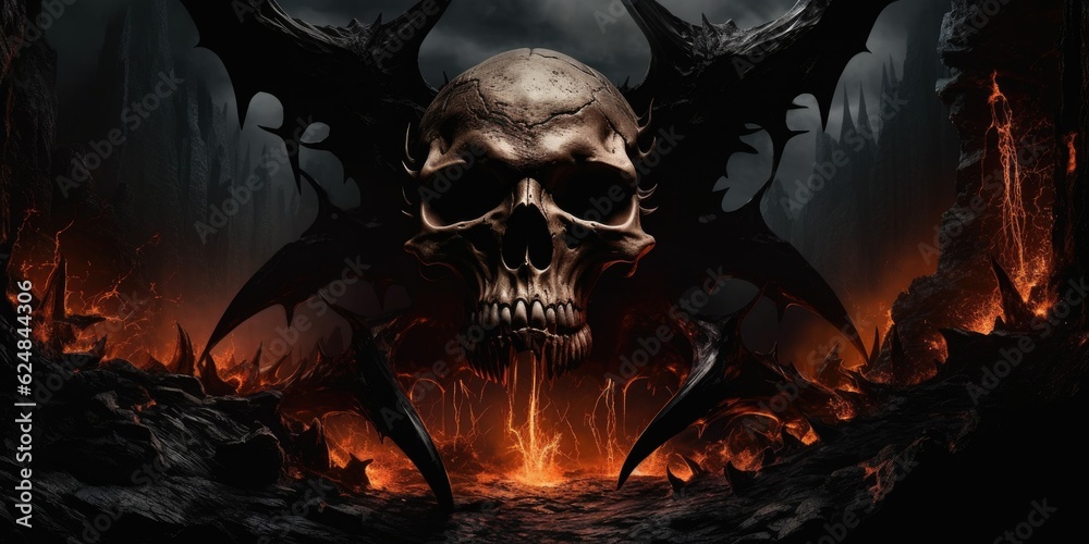 Terrifying giant skeleton skull gateway to demonic lord of hatred in ...