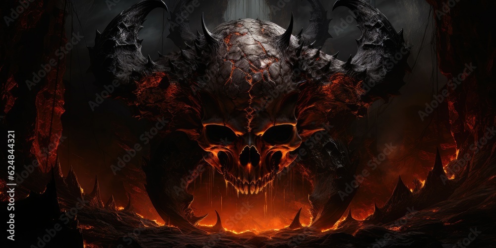 Terrifying giant skeleton skull gateway to demonic lord of hatred in ...