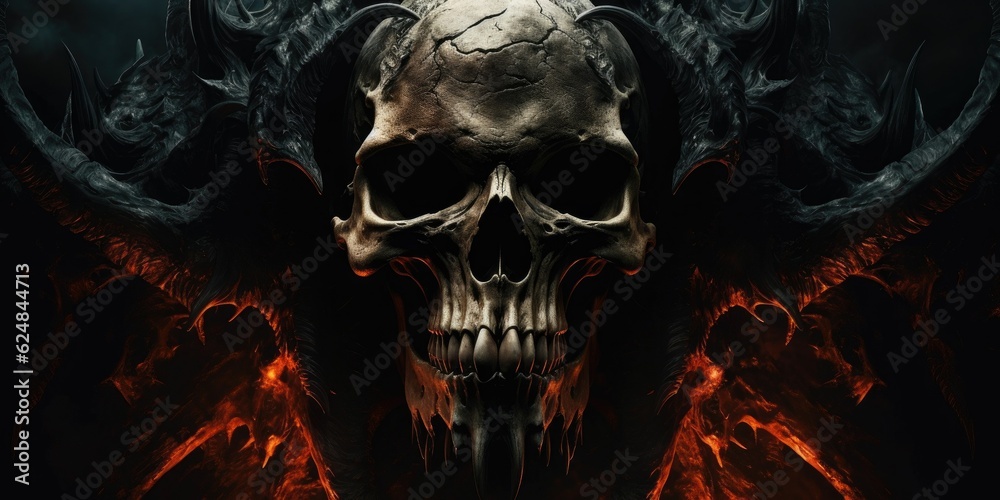 Terrifying giant skeleton skull gateway to demonic lord of hatred in ...