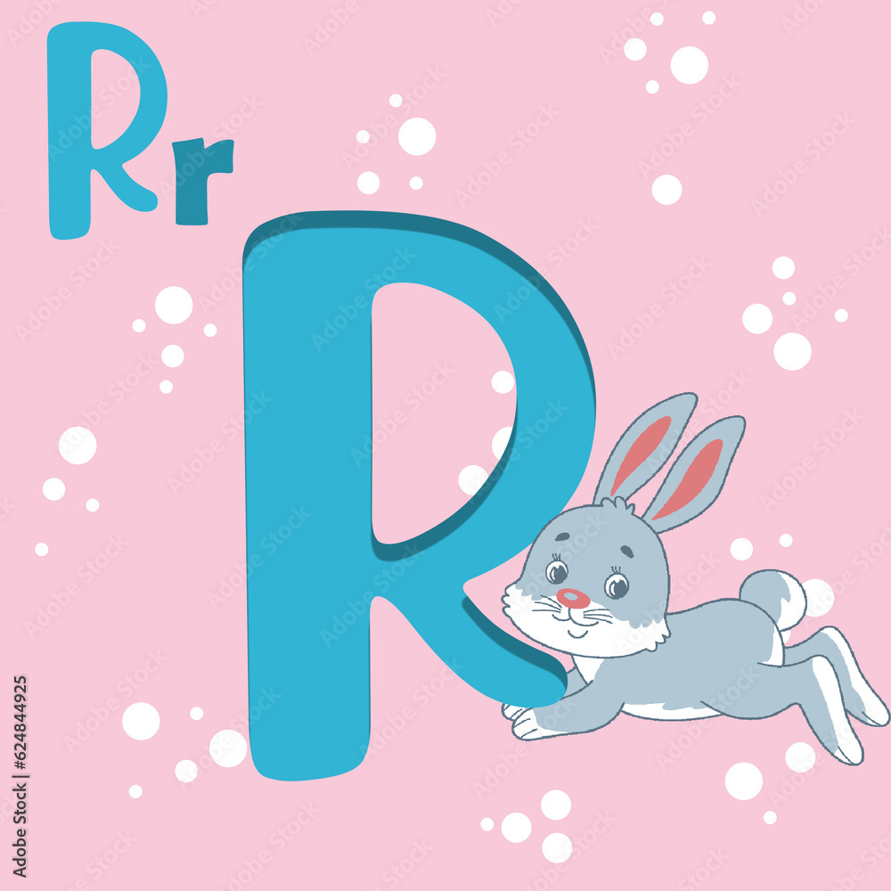R for Rabbit alphabet letter R, ABC TO Z ,Colorful animal English ...