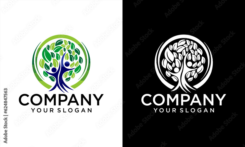 Poster human life logo icon of abstract people tree vector – Tableau ...